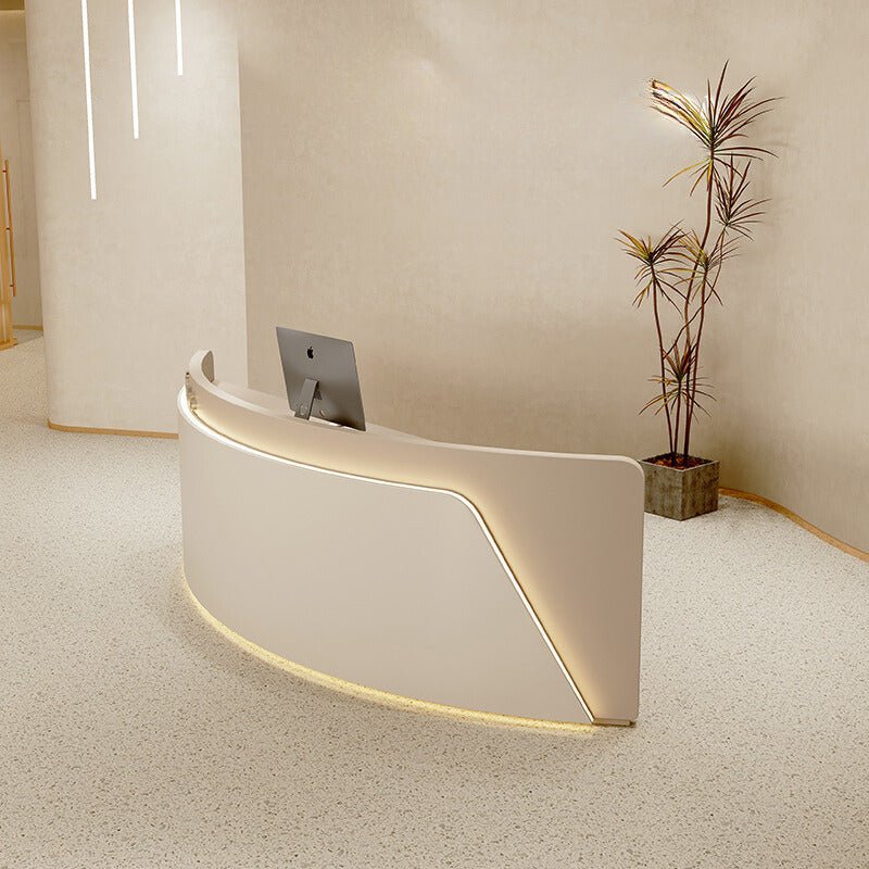 Minimalist Modern Beauty Salon Semi-Circular Curved Front Desk ...